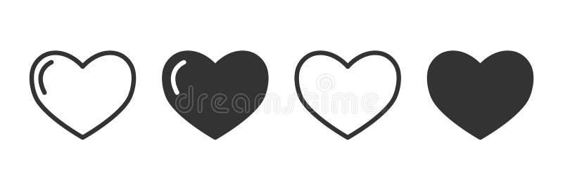 Heart Icons in Four Different Versions in a Flat Design Stock Vector ...