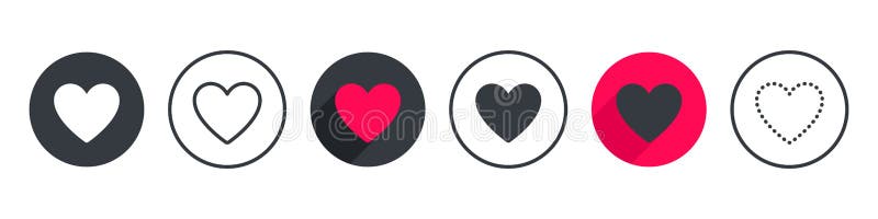 Heart Icons. Hearts of Different Styles and Types. Vector Hearts Set ...