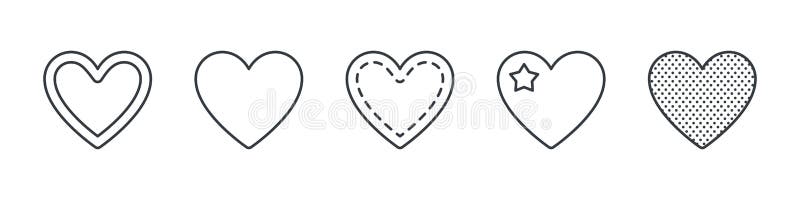 Heart Icons. Linear Heart Icons. Vector Hearts Set Stock Vector ...