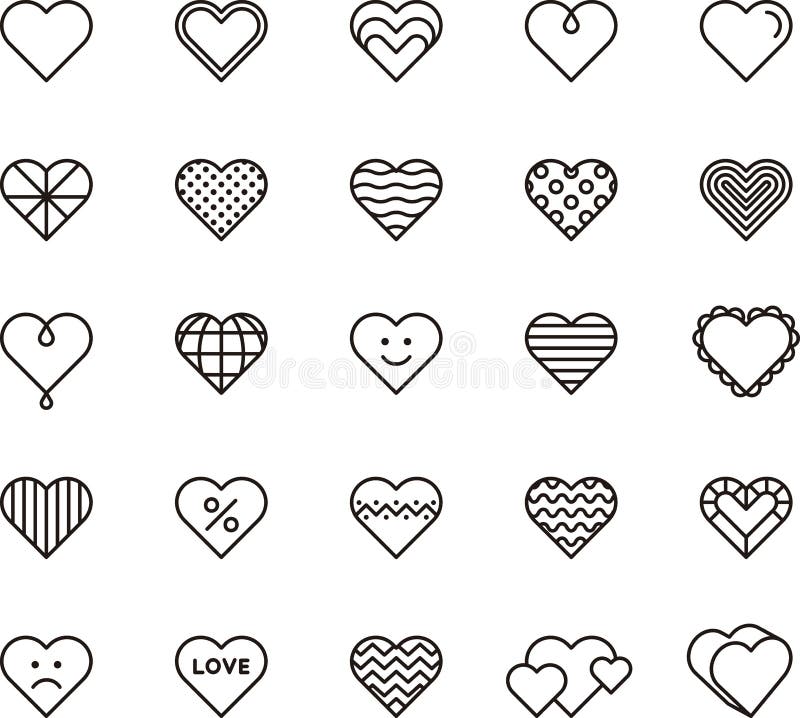 Heart icons stock vector. Illustration of artistic, linear - 81800667