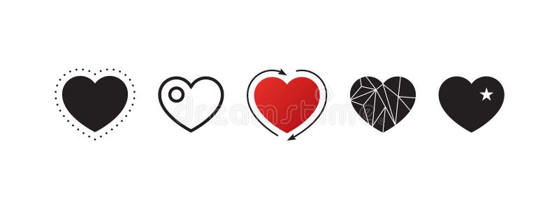 Heart Icons Set. Heart Shaped Icons. Heart Series Stock Illustration ...