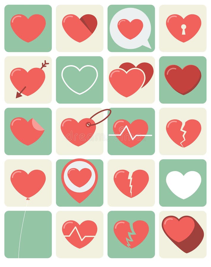 Heart Icons Set in Vector stock vector. Illustration of arrow - 84250878