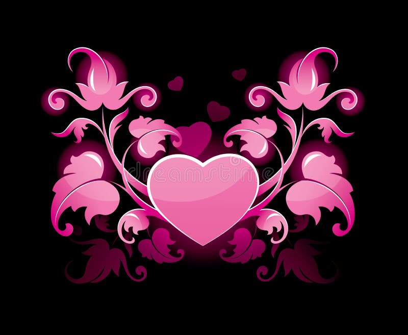 Pink Heart Roses Clip Art stock illustration. Illustration of color ...