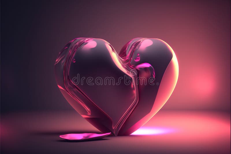 Heart. Illustration of Love. 3D Render of Big Hearth Shape with Glowing ...