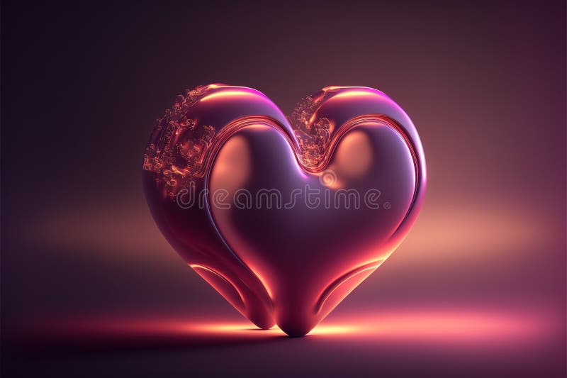Heart. Illustration of Love. 3D Render of Big Hearth Shape with Glowing ...