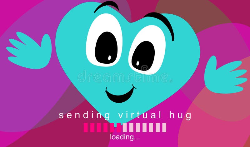 Heart Illustration. Sending a Virtual Hug. Face with Expression, Smile ...