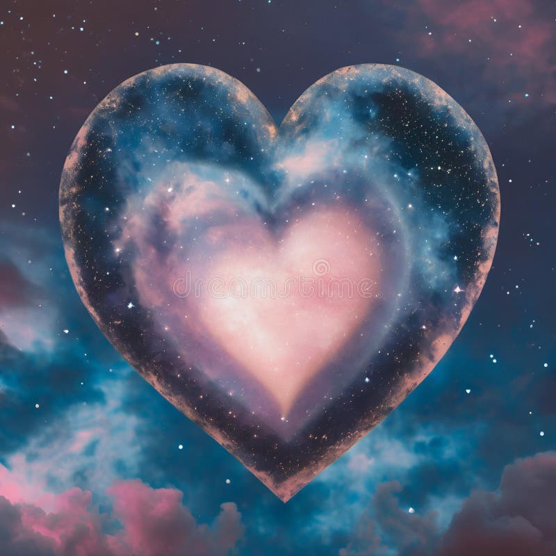 Heart in Indigo Cosmic Sky for Valentine Stock Illustration ...