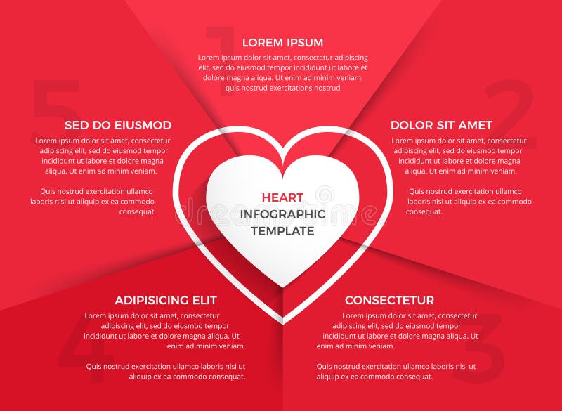 Heart Infographics with 5 Elements Stock Vector - Illustration of ...