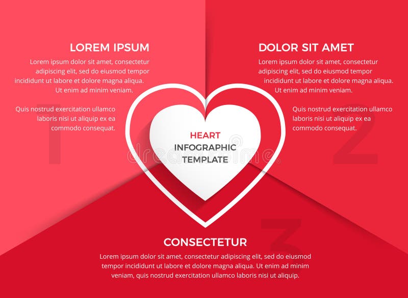 Heart Infographics with 3 Elements Stock Illustration - Illustration of ...