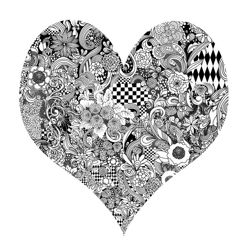 Heart Ink Drawing stock illustration. Illustration of checkerboard ...