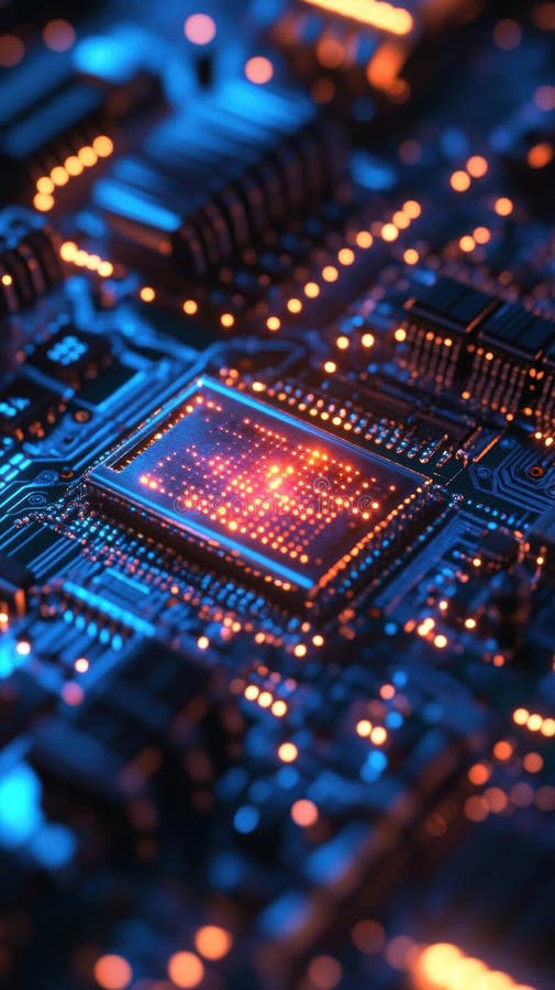 The Heart of Innovation, a Glowing CPU on a Motherboard Stock ...