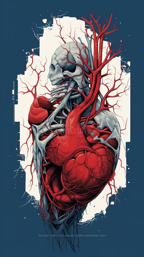 Heart Inside of the Body Anatomy Graphic Generative AI Stock ...
