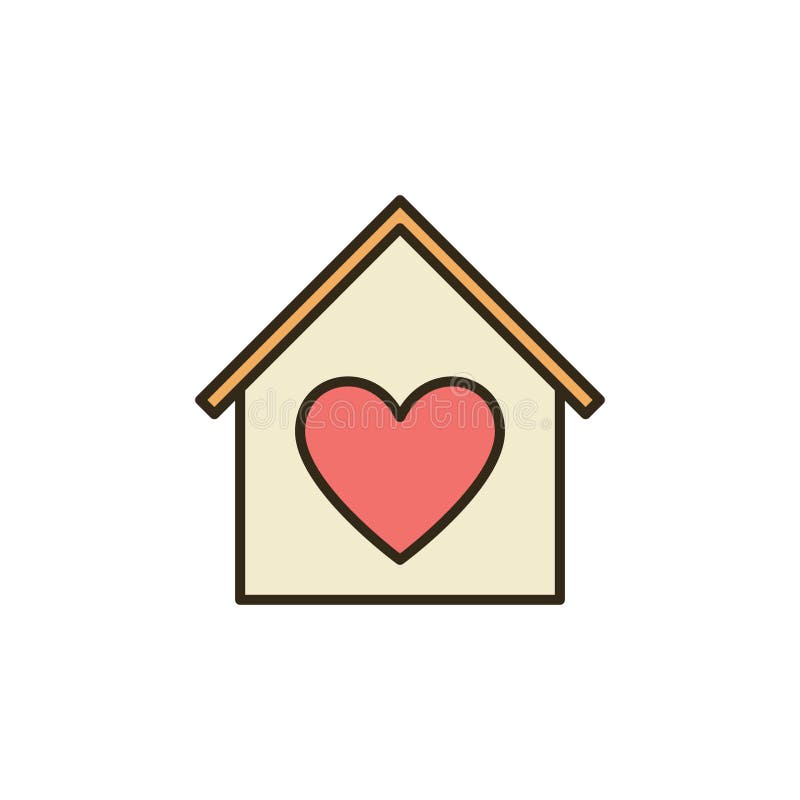 Heart Inside House Vector Concept Colored Icon Stock Vector ...