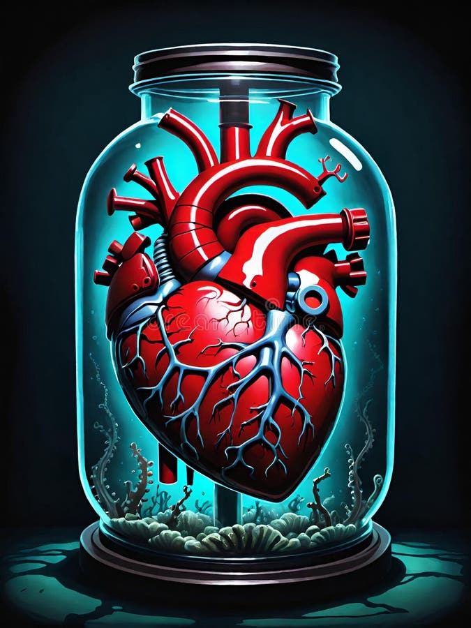 Heart Inside a Human Heart Shaped Jar Stock Illustration - Illustration ...