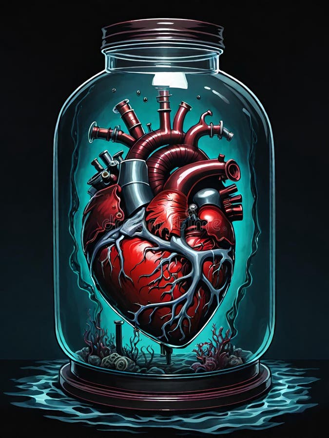 Heart Inside a Human Heart Shaped Jar Stock Illustration - Illustration ...