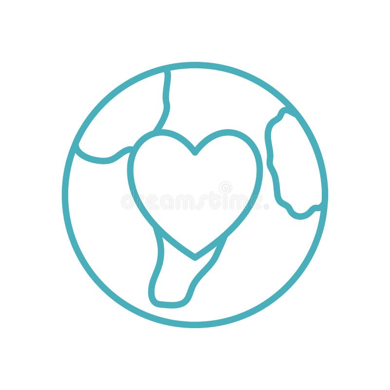 Heart Inside World Line Style Icon Vector Design Stock Vector ...