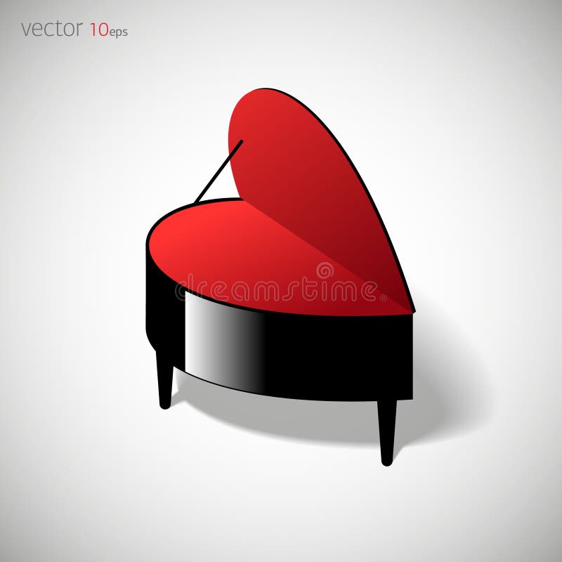 Heart Integrated in Piano Instrument. Background Vector Illustration ...