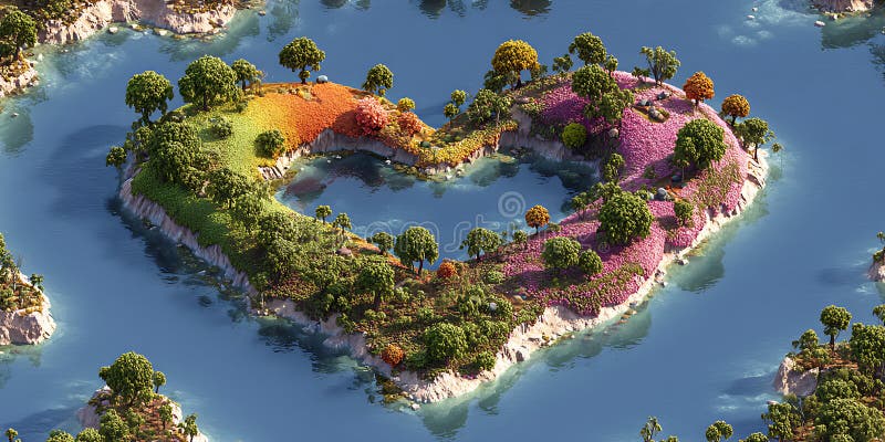 Heart Island Stunning Aerial View Stock Illustration - Illustration of ...