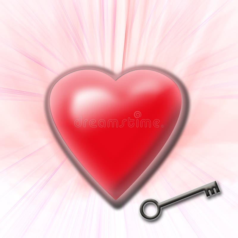 Heart with key stock illustration. Illustration of single - 11900356