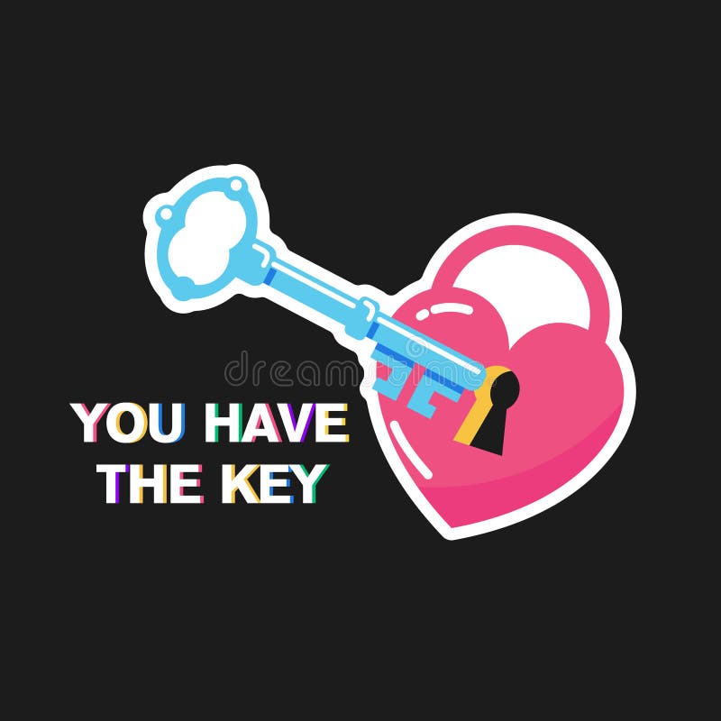 The Heart and the Key. Cartoon-style Sticker Stock Vector ...