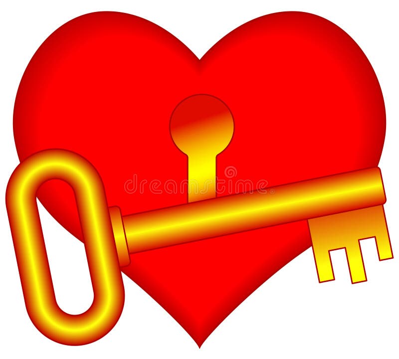 Heart and key stock vector. Illustration of heart, gold - 85762322
