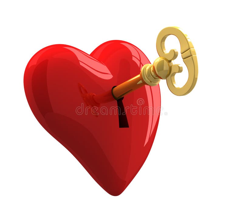 Heart and Key 3d Illustration Stock Illustration - Illustration of ...
