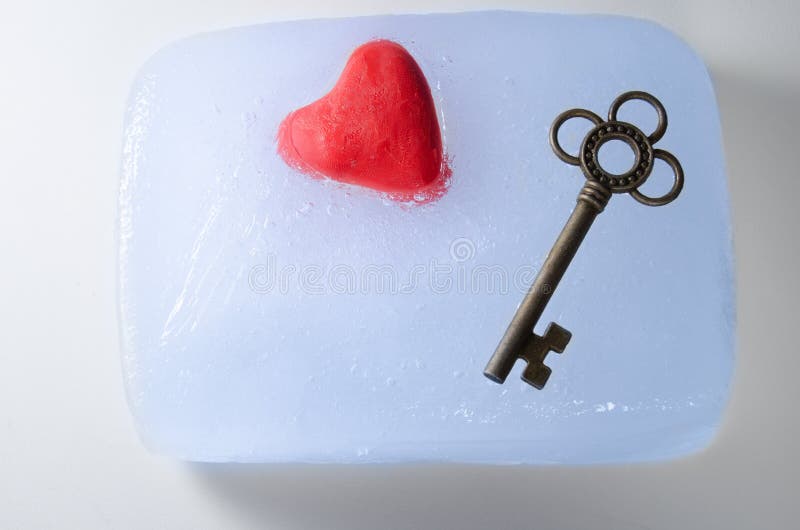 Heart and Key Frozen in the Ice Stock Photo - Image of love, freeze ...