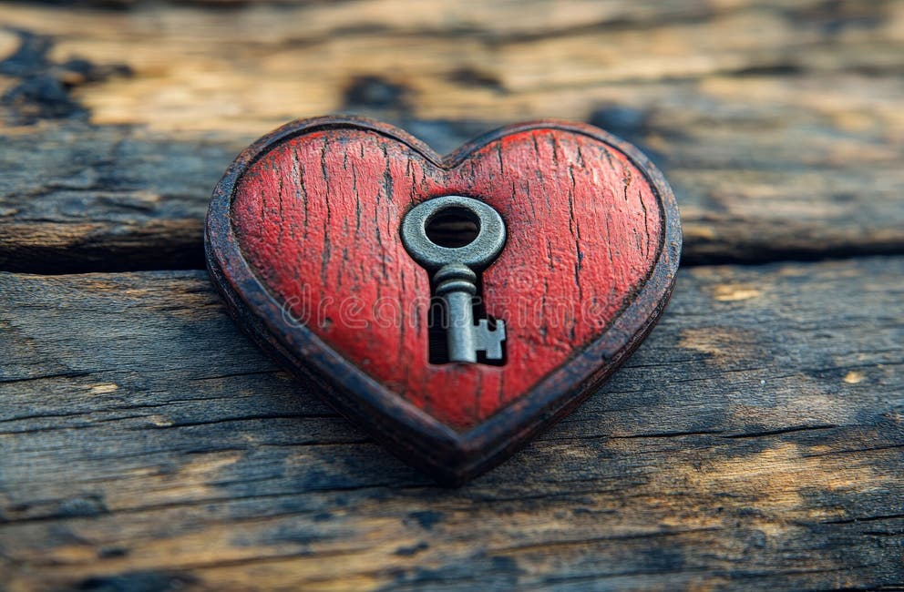 Heart Key Holder on Rustic Table Stock Photo - Image of romance, detail ...