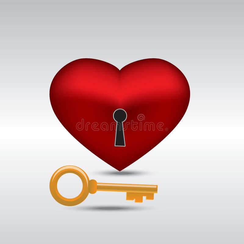 Heart Key stock vector. Illustration of bound, sticker - 84831820