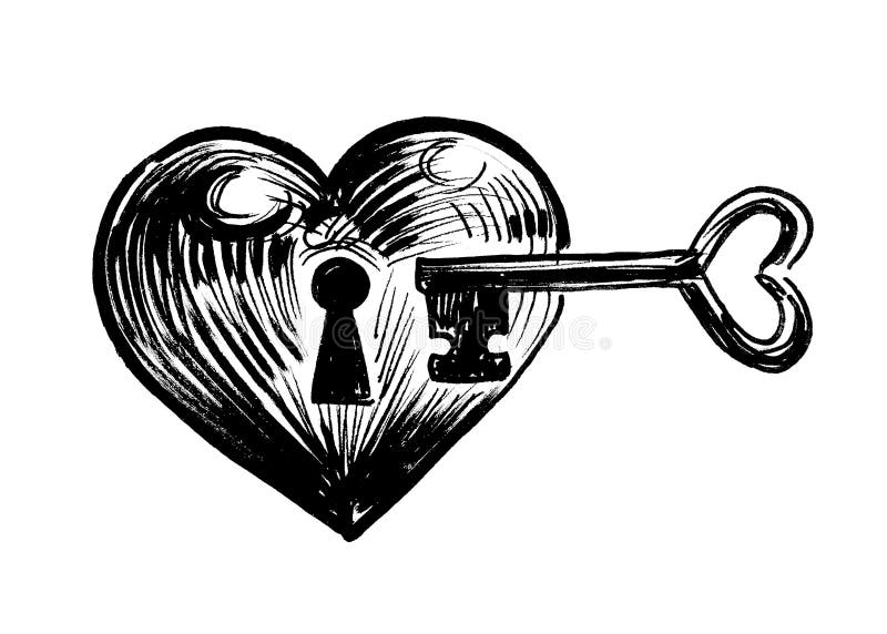 Heart and key stock illustration. Illustration of artwork - 241043206