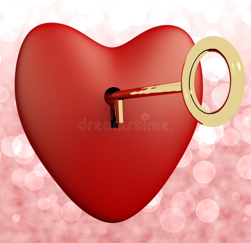 Heart with Key and Pink Bokeh Background Stock Illustration ...