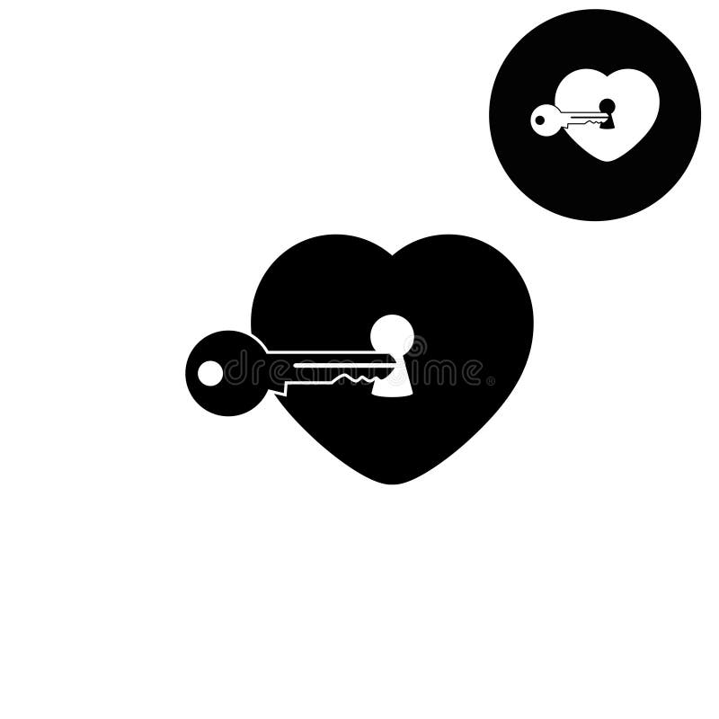 Heart with Key - White Vector Icon Stock Vector - Illustration of ...