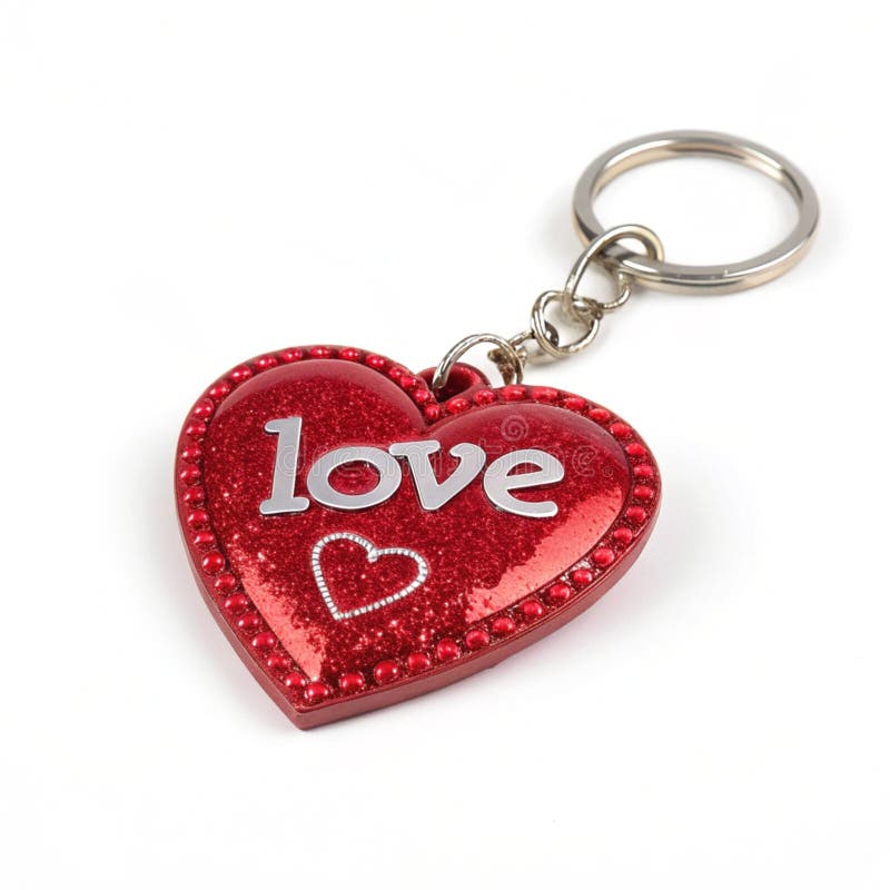 Heart Keychain with â€œloveâ€ Isolated on Transparent Background Stock ...