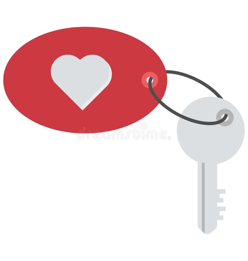 A Keychain With Heart Line Icon. Key Ring Vector Illustration Isolated ...