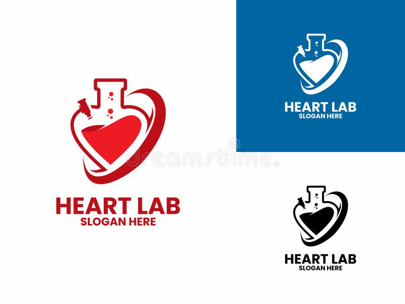 Heart Lab with Microscope and Glass Logo Design Vector. Love Laboratory ...