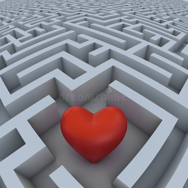 Heart in the labyrinth stock illustration. Illustration of friendly ...