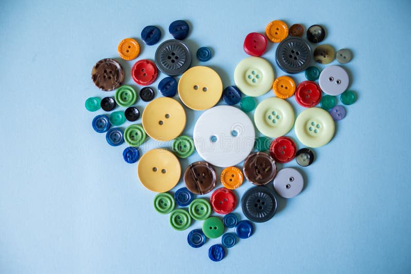 Heart Laid Out of Multi-colored Buttons Stock Image - Image of blue ...