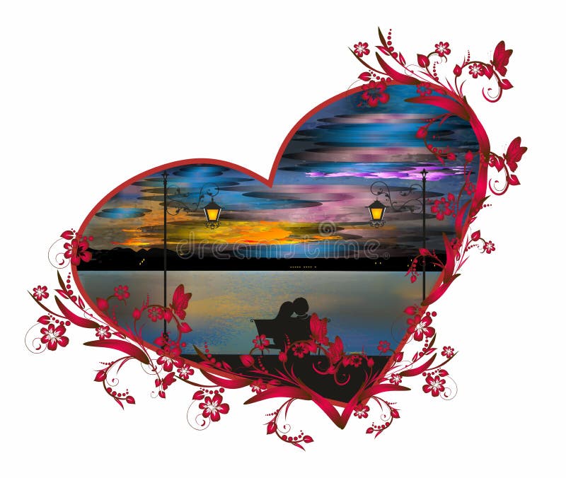 Heart and landscape stock illustration. Illustration of valentine ...