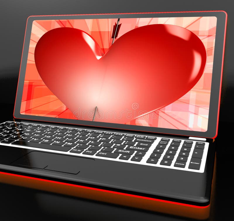 Love on Laptop Shows Romance Stock Illustration - Illustration of love ...