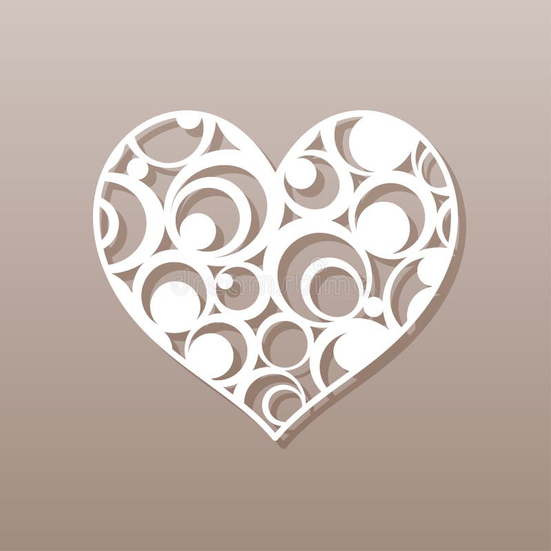 Heart for Laser Cutting.a Round Pattern Stock Vector - Illustration of ...