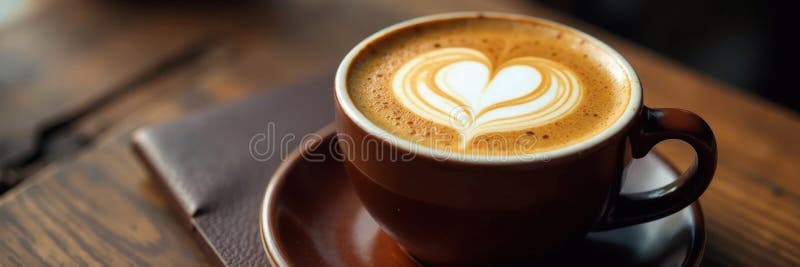 Heart Latte Art, Leather Notebook; Cozy Coffee Break, Brown, Cozy Stock ...