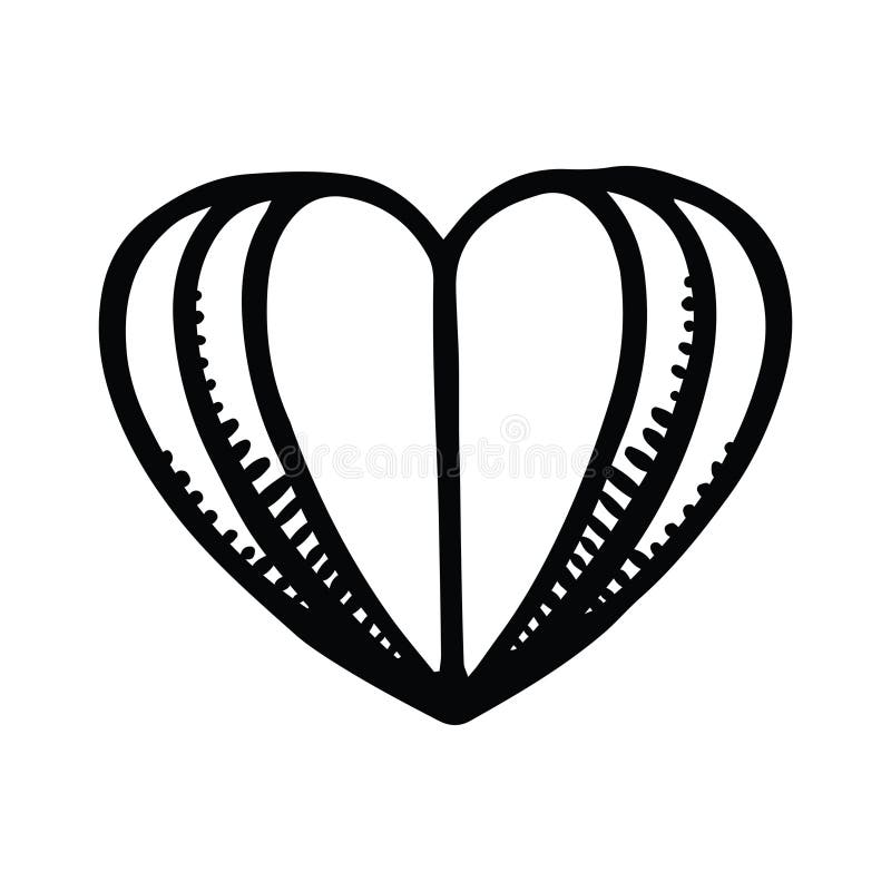 Heart with Layered Paper Effect Hand Drawn W Black and White Thick ...