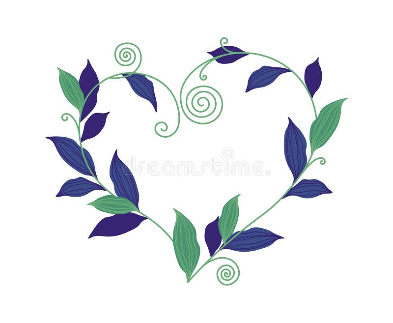 Heart Leaves Frame Flat Icon Spring Wreath Stock Vector - Illustration ...