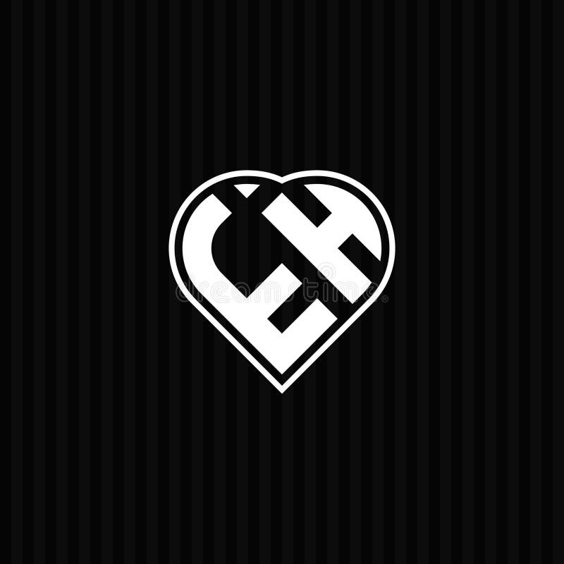 Heart Letter EH Logo - Initial Monogram Template for Alphabet E and H ...