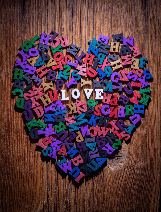 Heart of Letters on an Old Wooden Board Stock Photo - Image of love ...