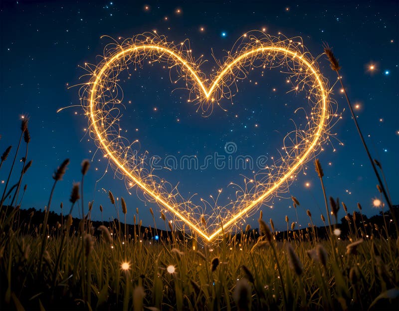 Heart of Light Against a Backdrop of a Starry Night Sky Stock ...