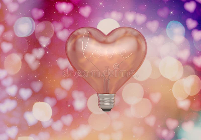 Heart Light Bulb on Colorful Spotted Background. 3D Illustration Stock ...