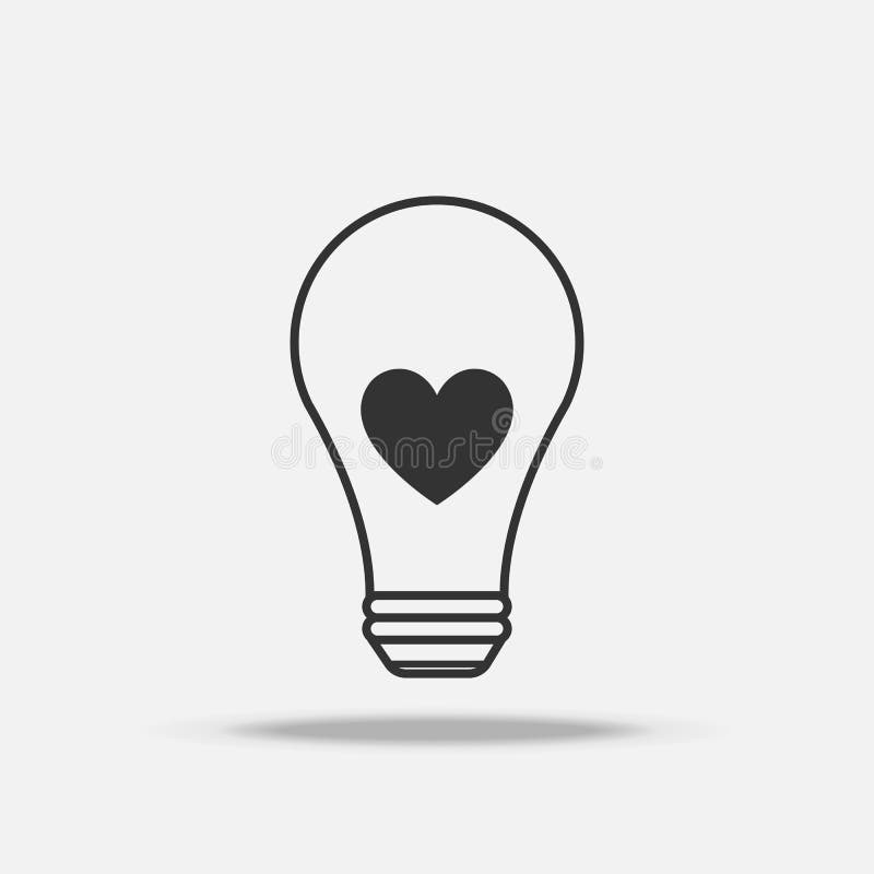 Heart Light Bulb Flat Icon with Shadow Stock Vector - Illustration of ...