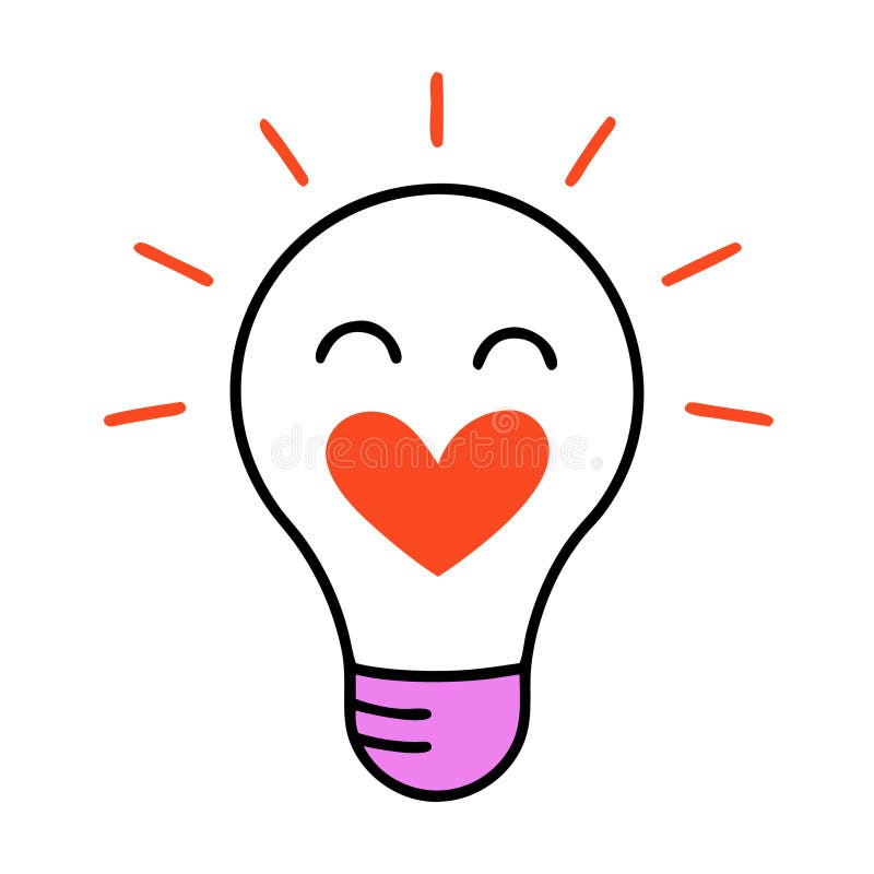 Heart Lightbulb Symbolizing Love Creativity and Inspiration in Vector ...
