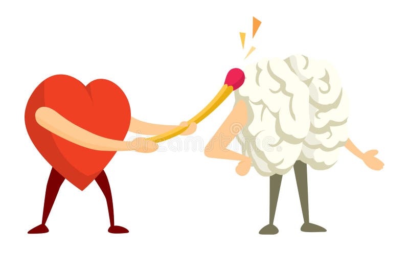 Brain and Heart Shaking Hands Stock Vector - Illustration of love, mind ...